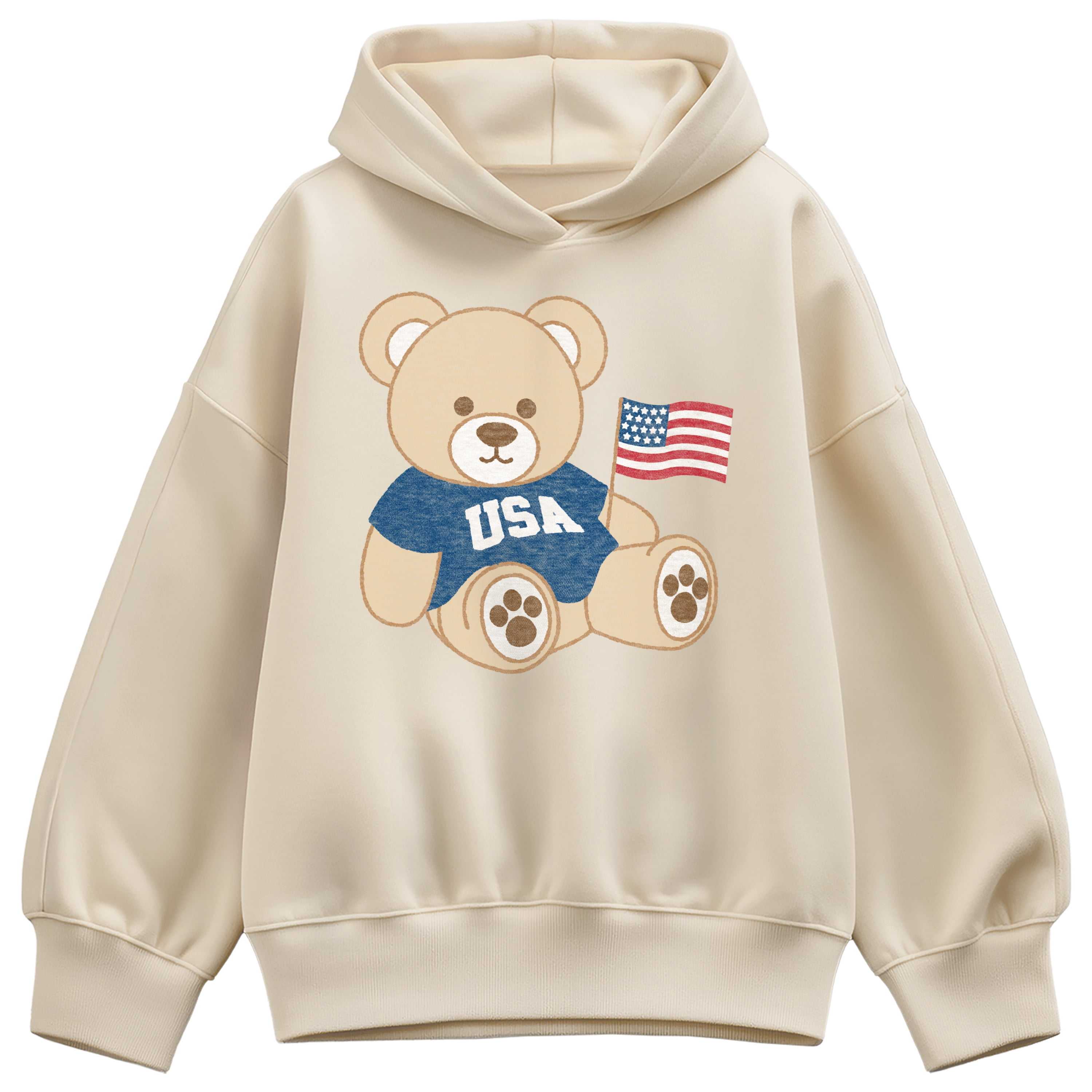 Instant Message - USA Teddy Bear - Women's Oversized Fleece Hoodie ...