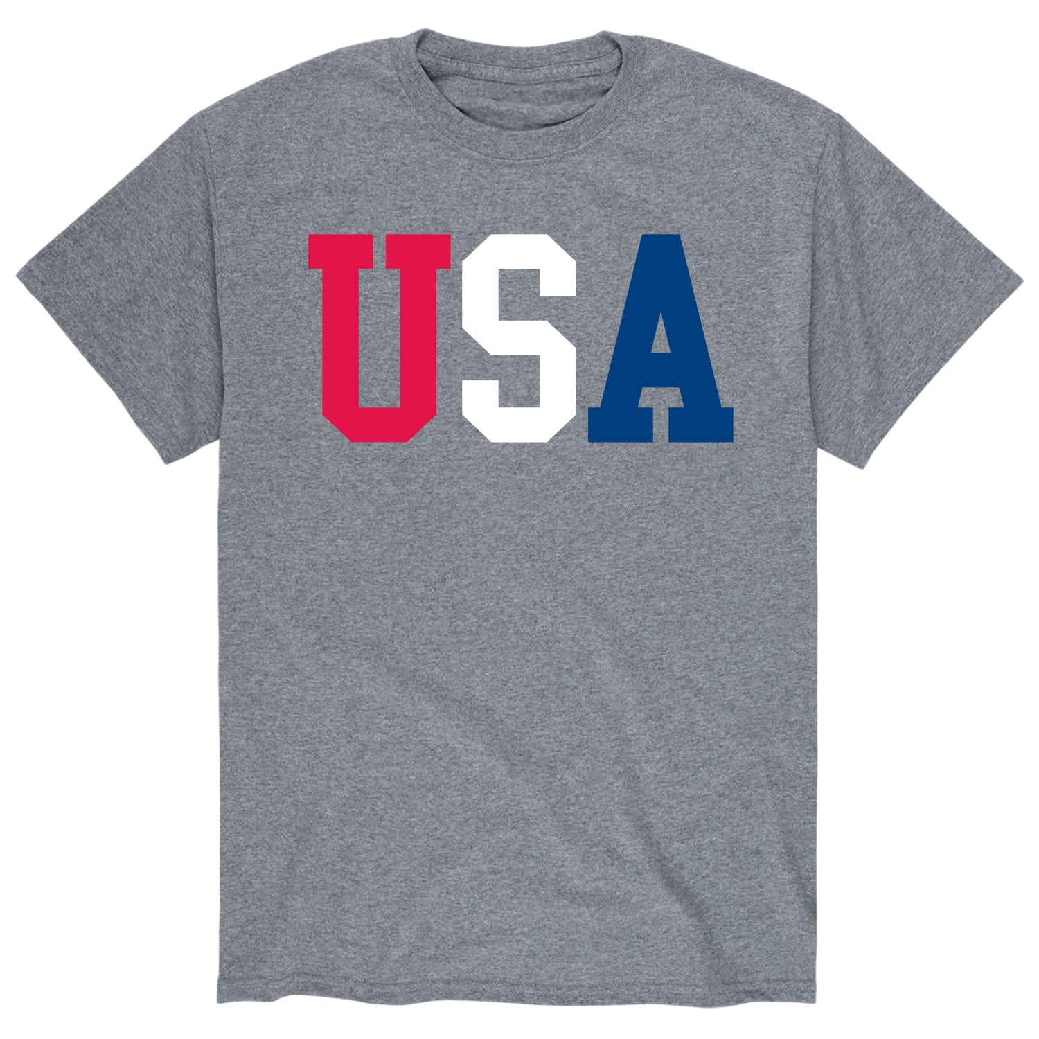 Instant Message - Usa, Block Letters 3 Color - Adult Short Sleeve Tee ...
