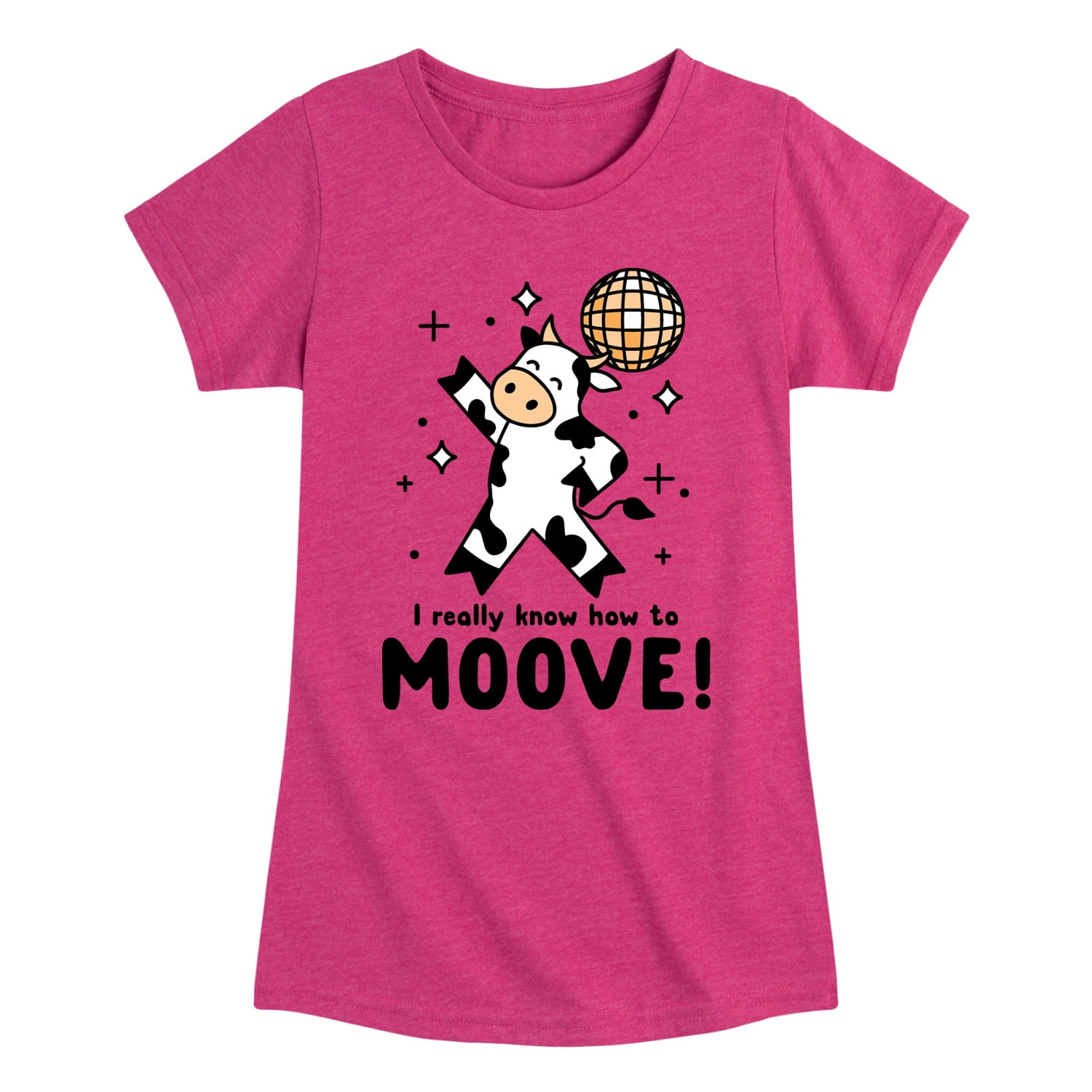 Instant Message - Watch Me Moove Disco Cow - Toddler & Youth Girls Short Sleeve Graphic T-Shirt ...