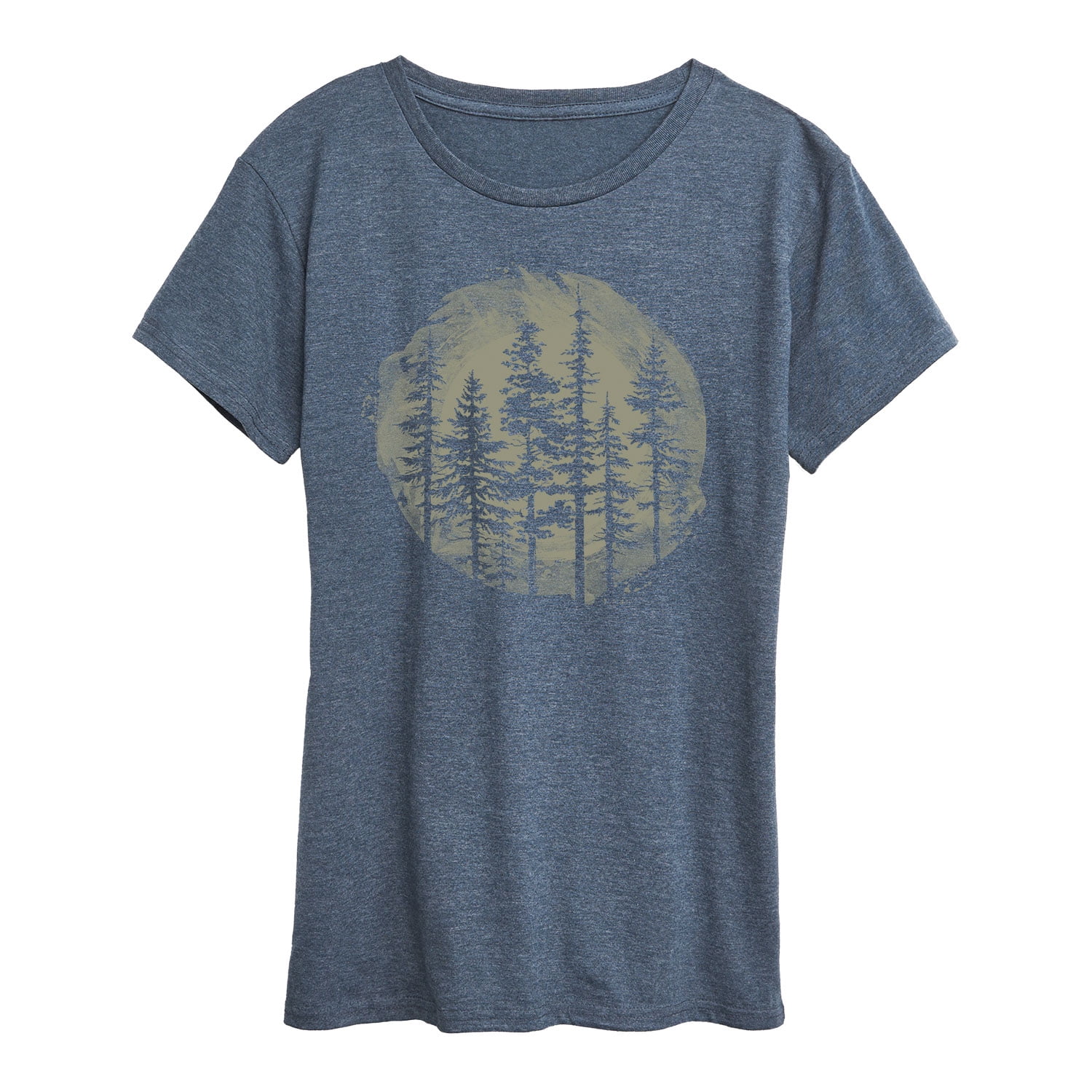 Instant Message - Watercolor Pine Trees - Women's Short Sleeve Graphic ...