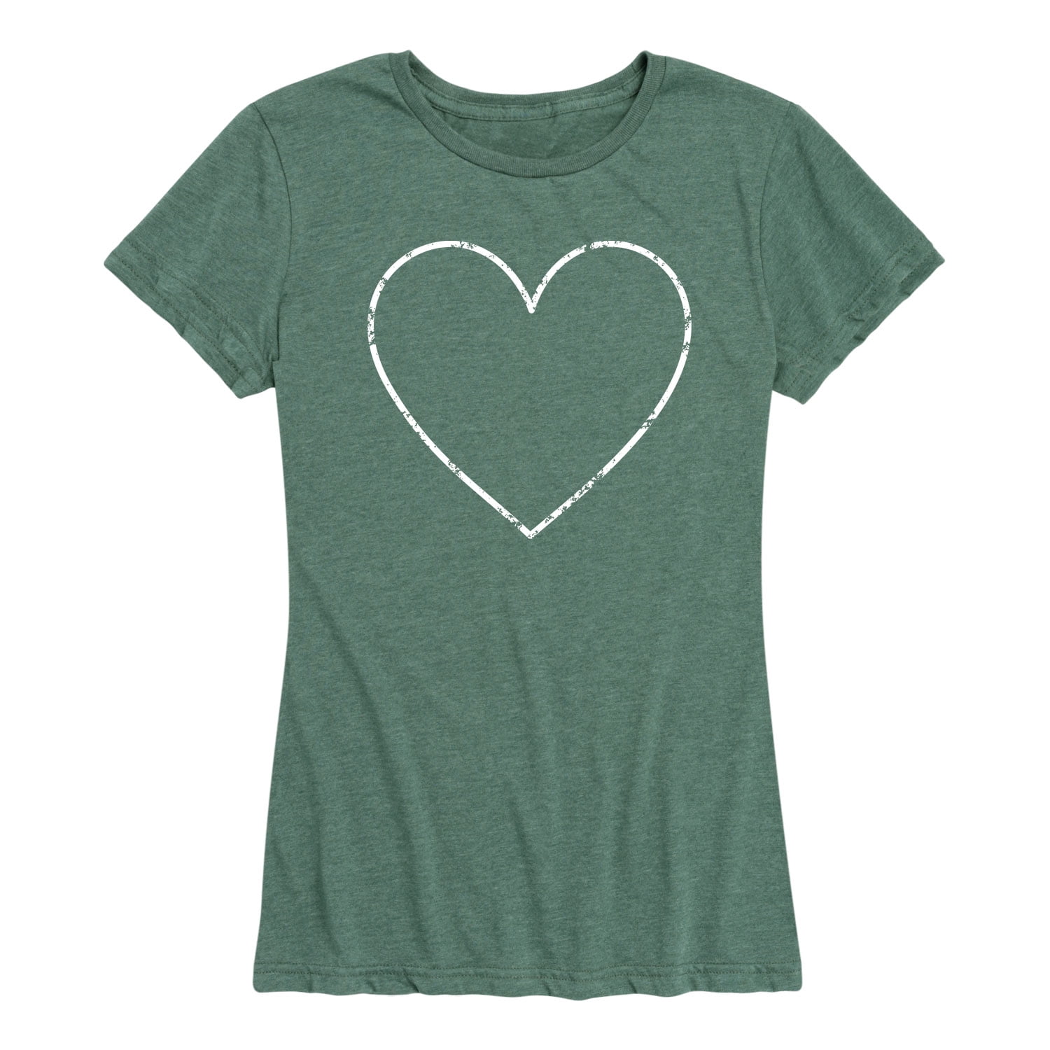 Instant Message - White Distressed Heart Outline - Women's Short Sleeve ...