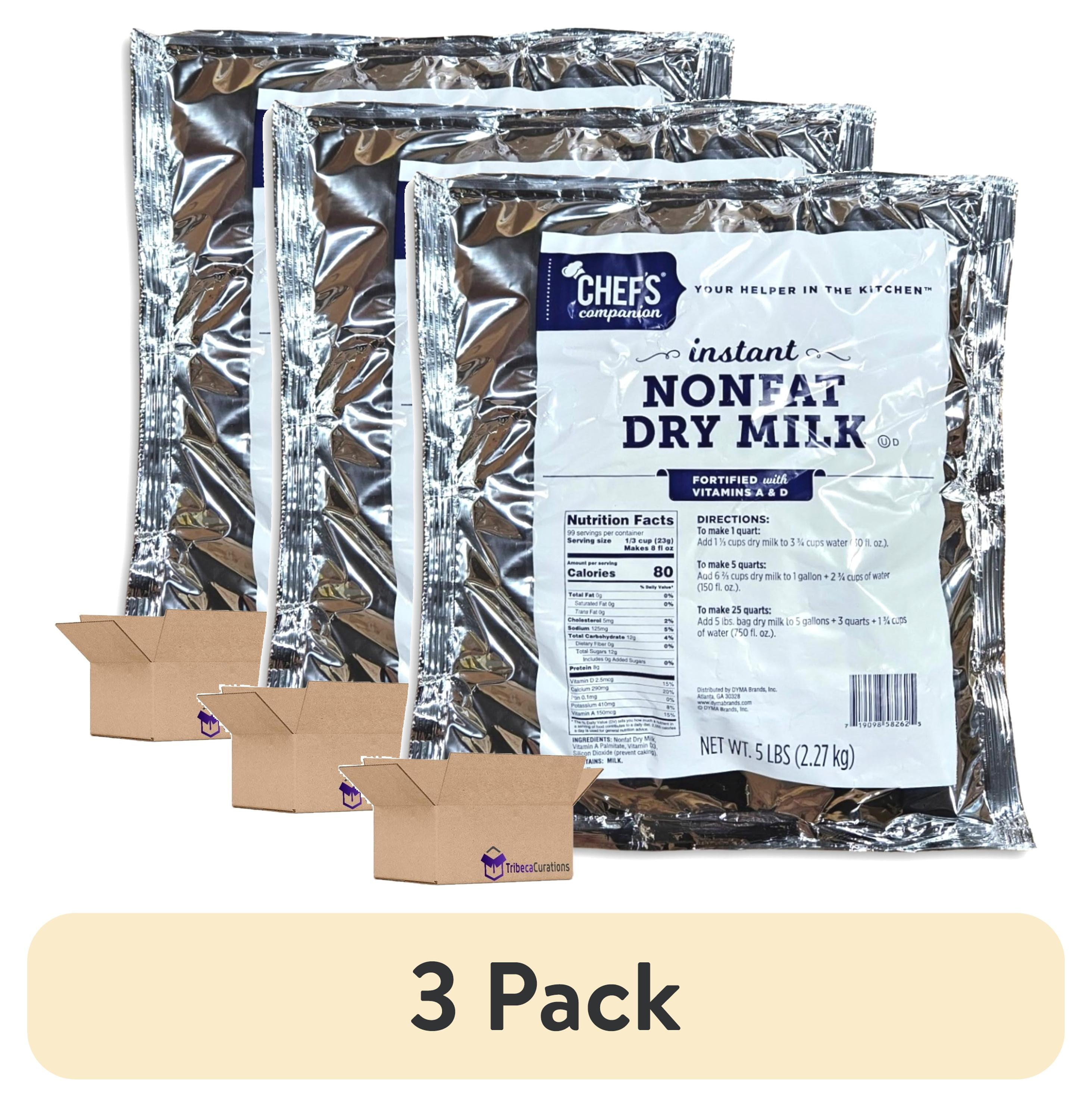 (3 pack) Instant Nonfat Dry Milk Value Pack 5 Pound Bulk Bag - Walmart.com