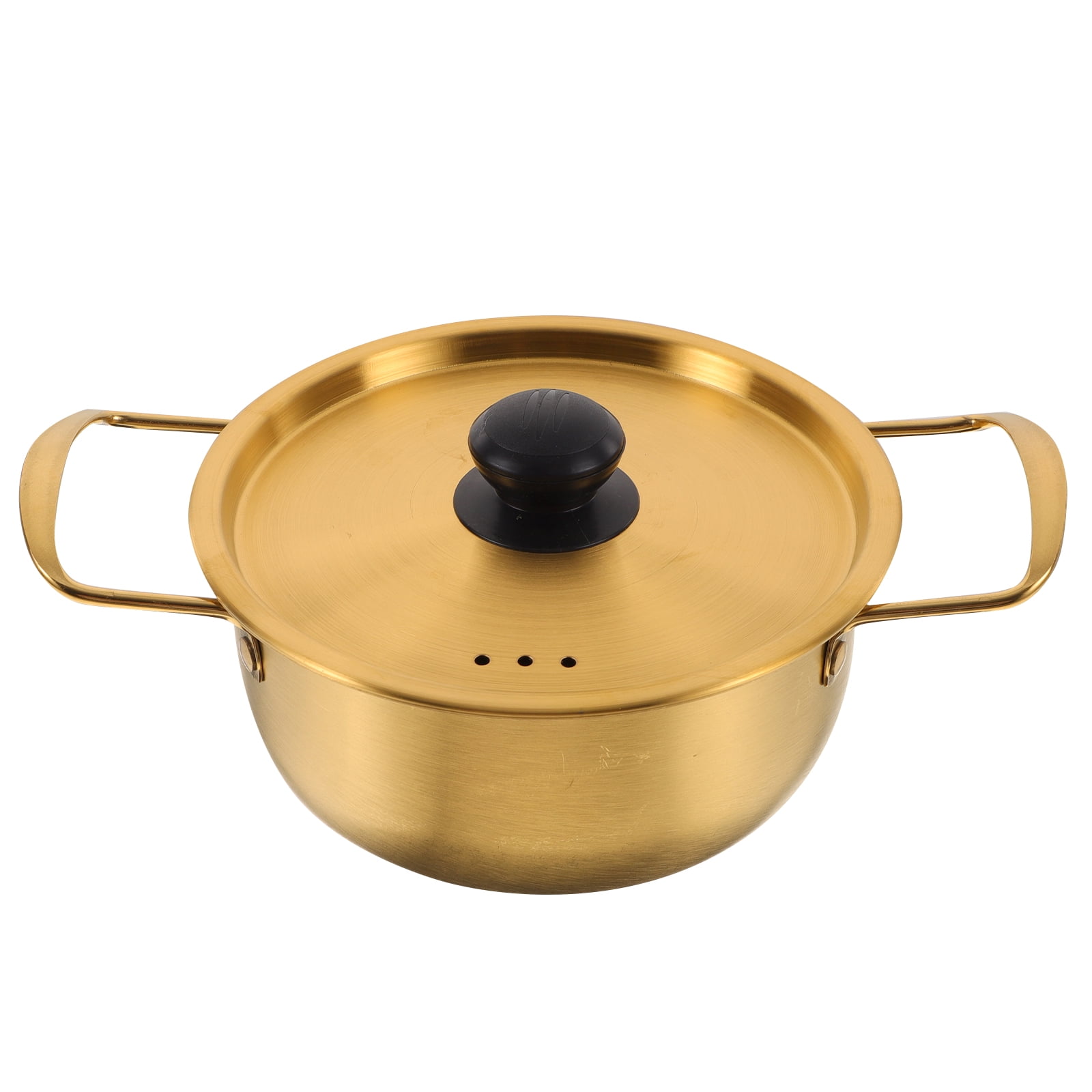 Instant Noodle Pot Gold Ramen with Lid Stainless Steel Cookware Kitchen ...