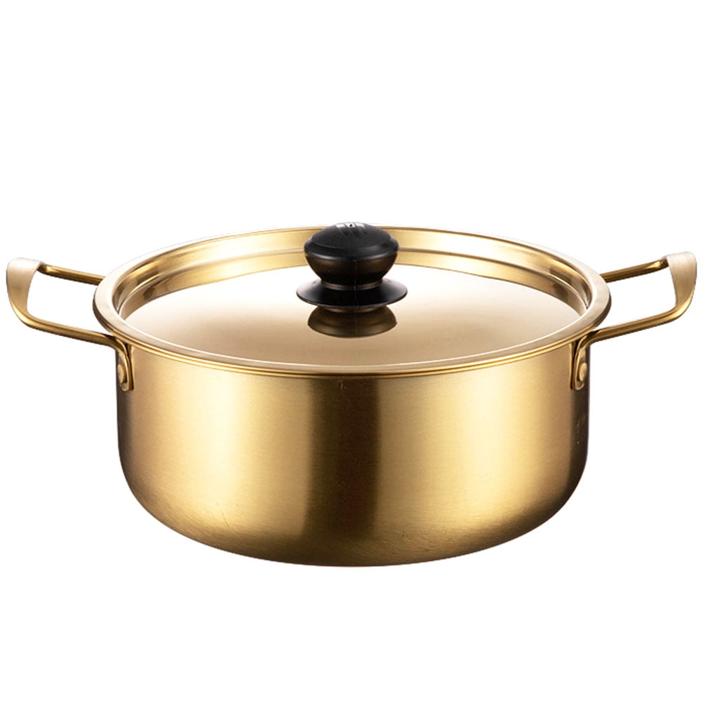 Instant Noodle Pot Stainless Steel Cookware Flat Skillet Korean Soup ...