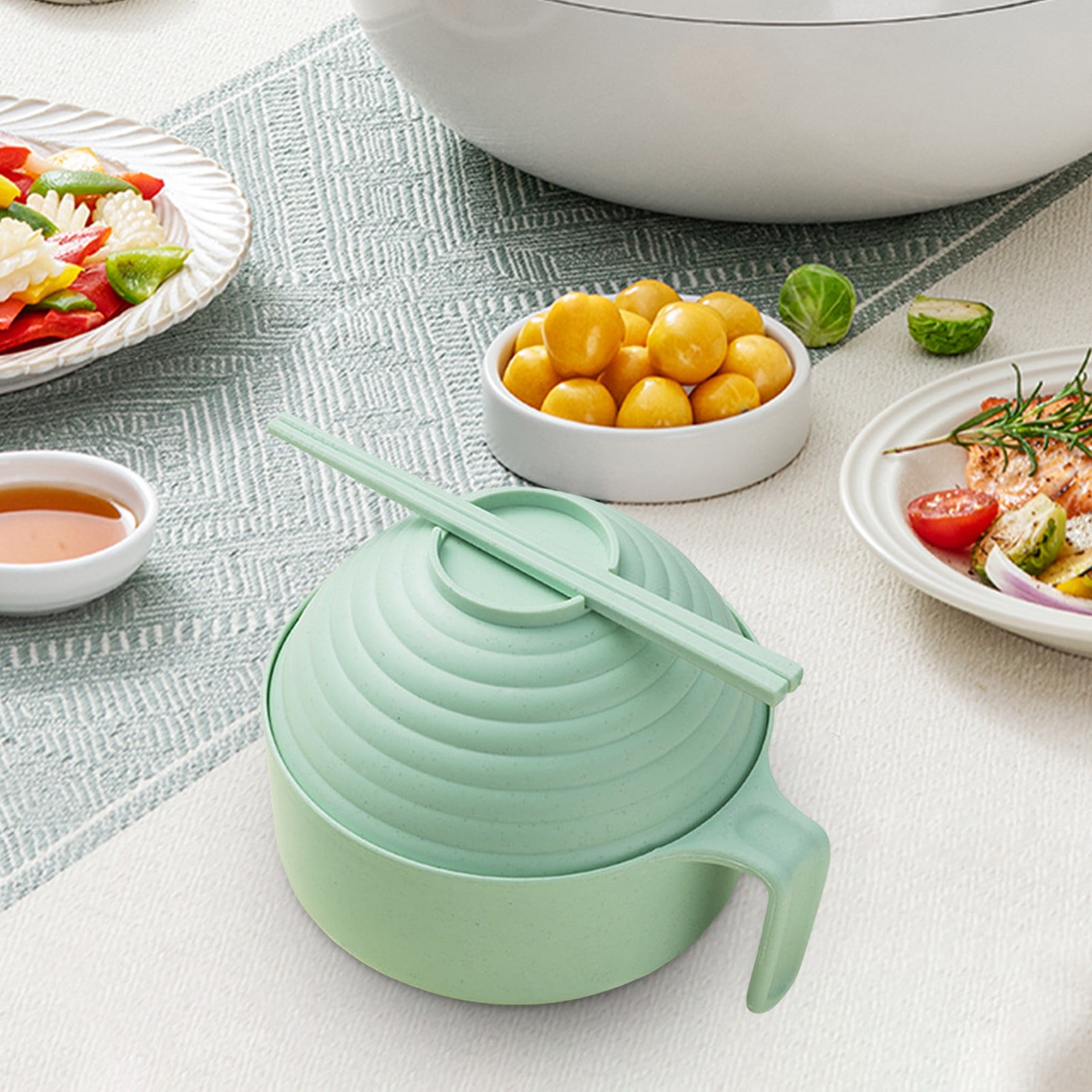 Instant Noodles Bowl Set with Lid - Microwave Safe 4-Piece Travel Kit ...