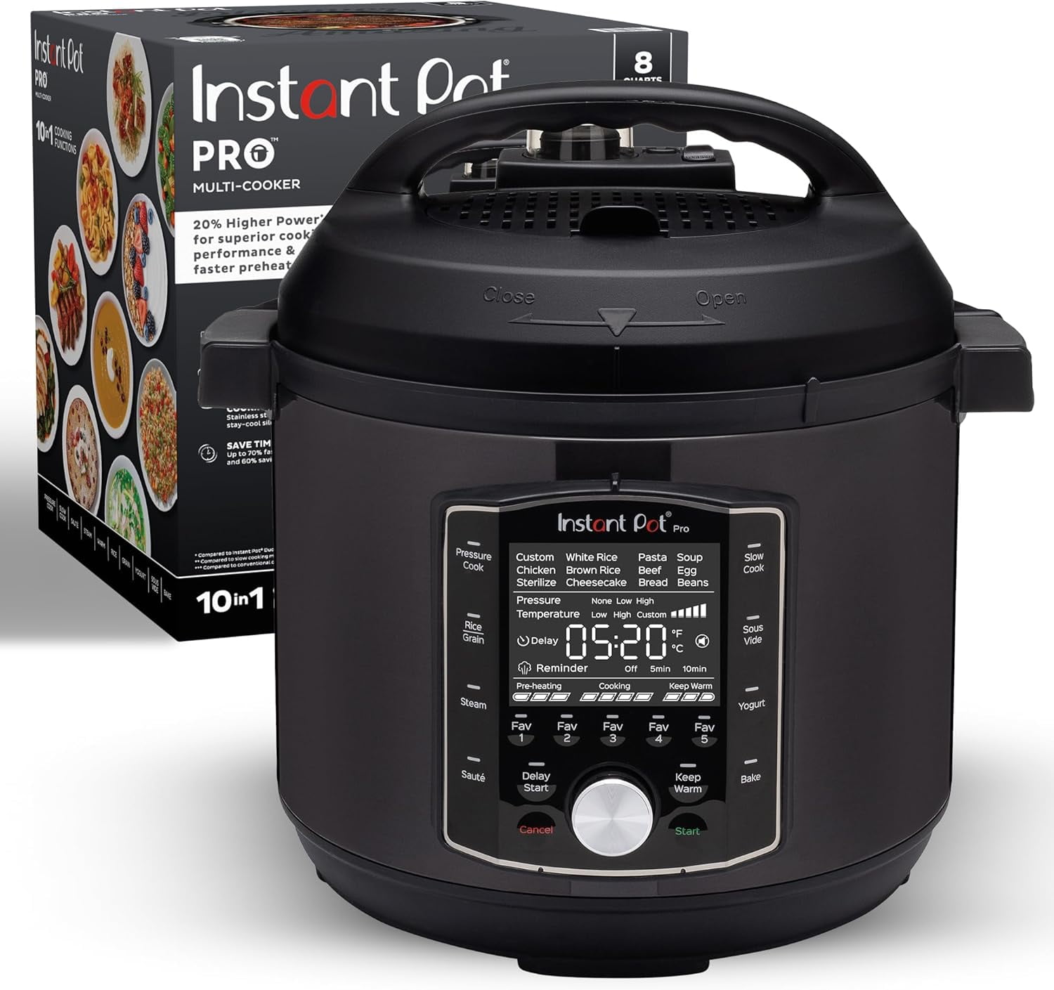 Instant Pot Pro (8 QT) 10-in-1 Pressure Cooker, Slow Cooker, Rice/Grain ...