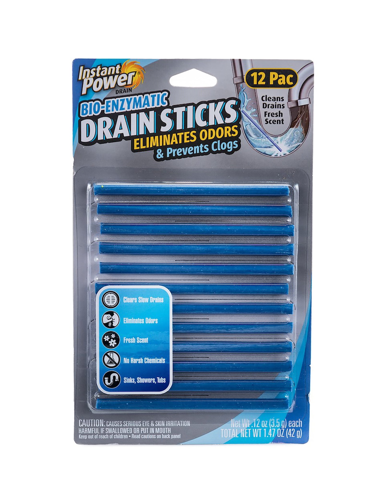 Instant Power Bio-Enzymatic Drain Cleaner Sticks, Prevents Clogs ...