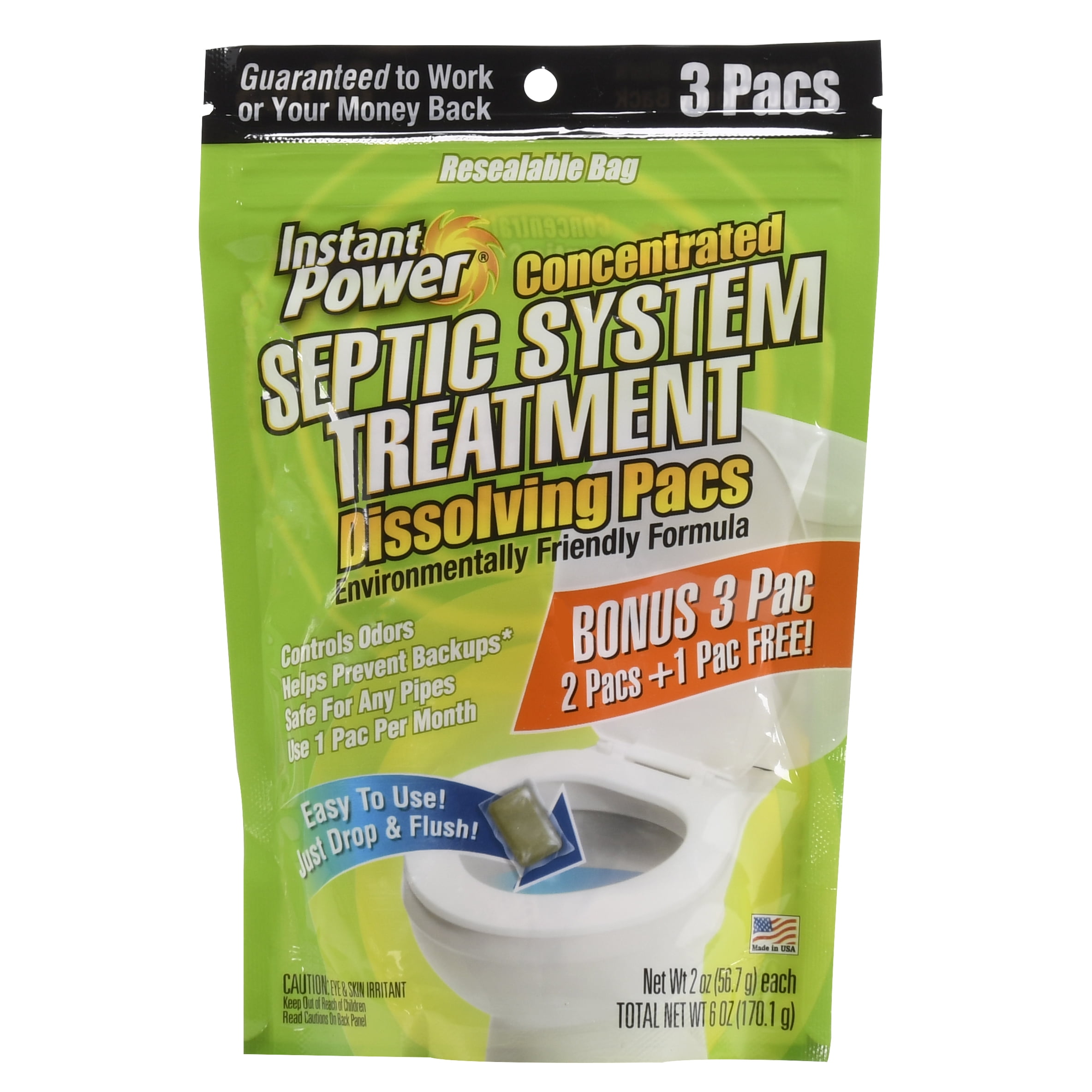 Instant Power Concentrated Septic System Treatment Dissolving Pacs 3 Pac