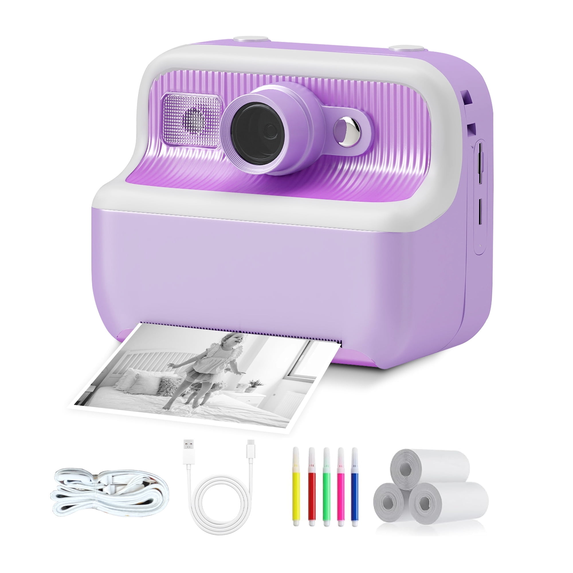 Instant Print Camera for Kids, 1080 HD Dual-Lens Digital Camera with 3 ...