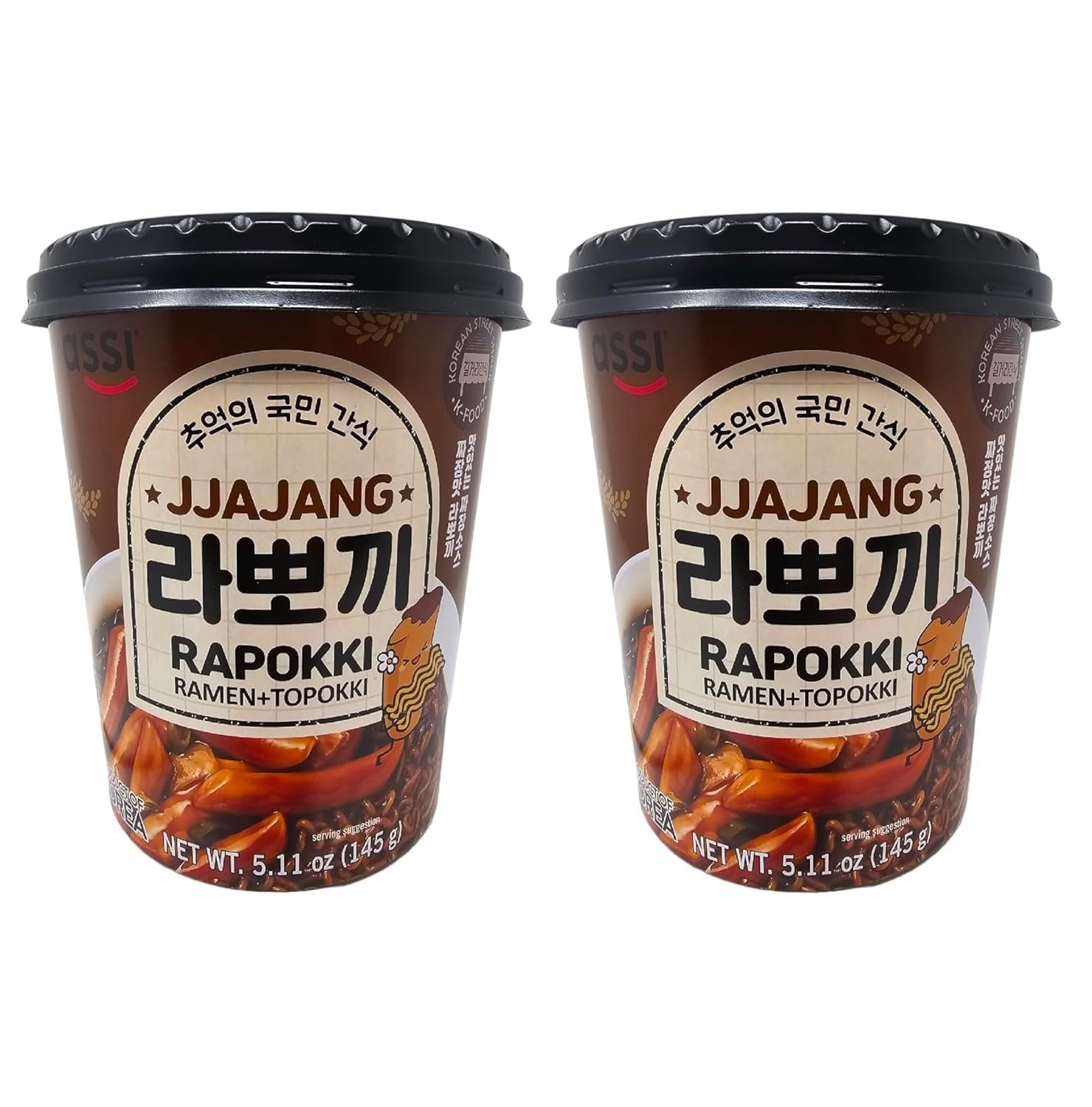 Instant Rapokki Cup, Ramen SBF3 noodle + Topokki Rice Cake, Korean ...