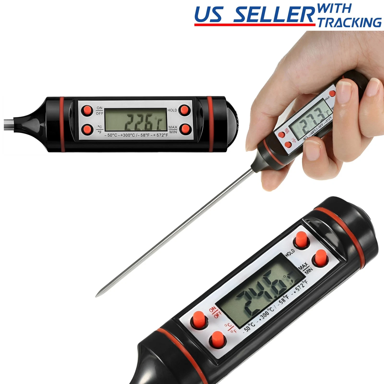 Instant Read Digital Cooking Thermometer Bbq Grill Meat Kitchen Food ...