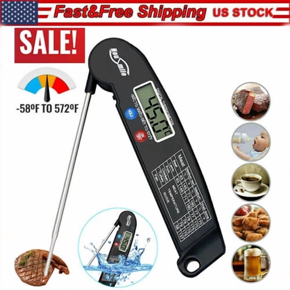 Instant Read Digital Meat Thermometer Bbq Grill Smoker For Kitchen Food ...