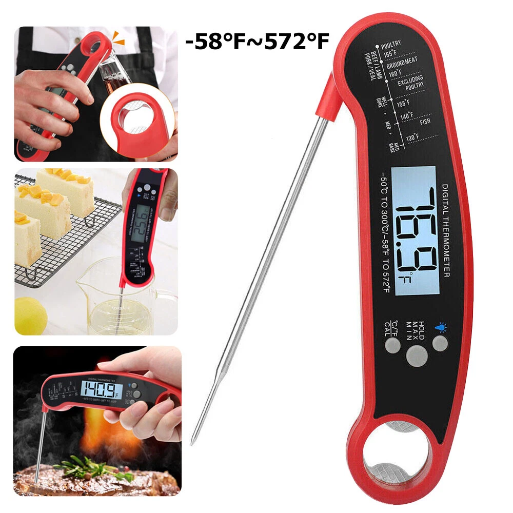 Instant Read Digital Meat Thermometer Fast For Kitchen Food Cooking Bbq ...