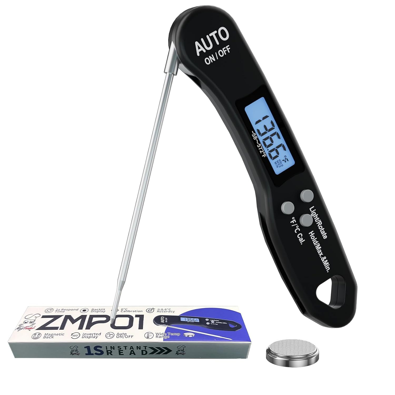 Instant Read Meat Thermometer, 1.2s Fast Read, ±1°F Accuracy, -58°F to ...