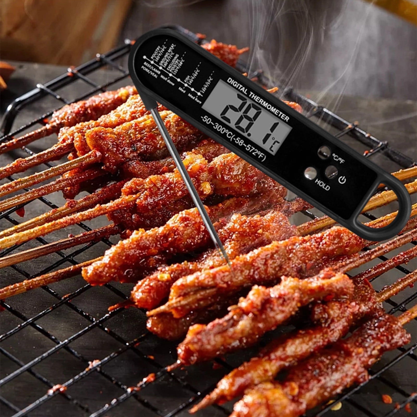 Instant Read Meat Thermometer for Cooking Grill and BBQ Griddle ...