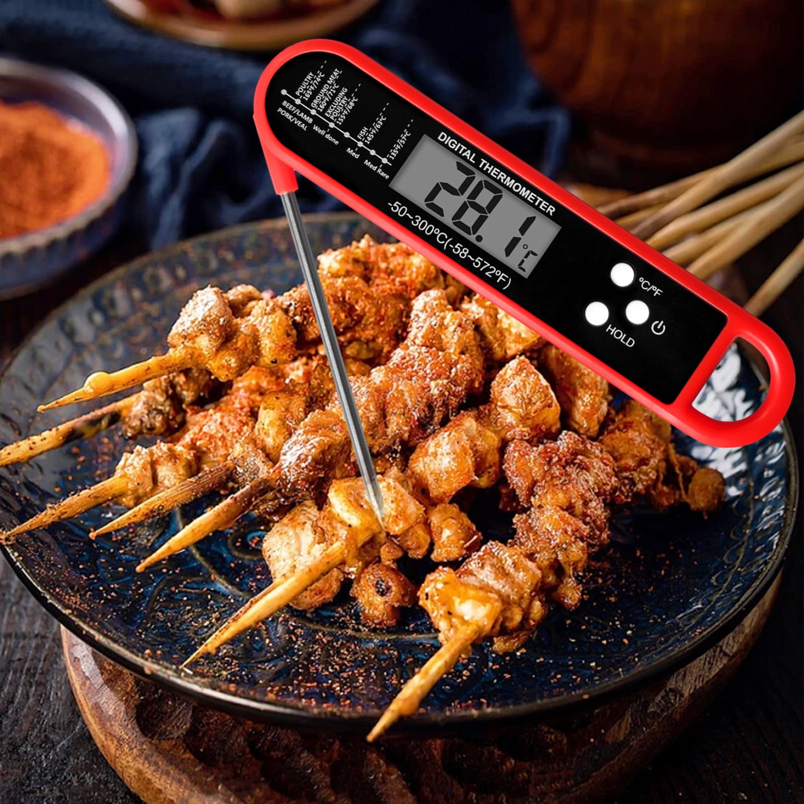 Instant Read Meat Thermometer for Cooking Grill and BBQ Griddle ...