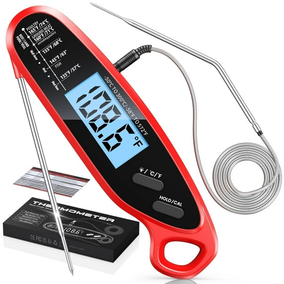 Instant Read Meat Thermometer Digital for Cooking & Grilling with Dual ...
