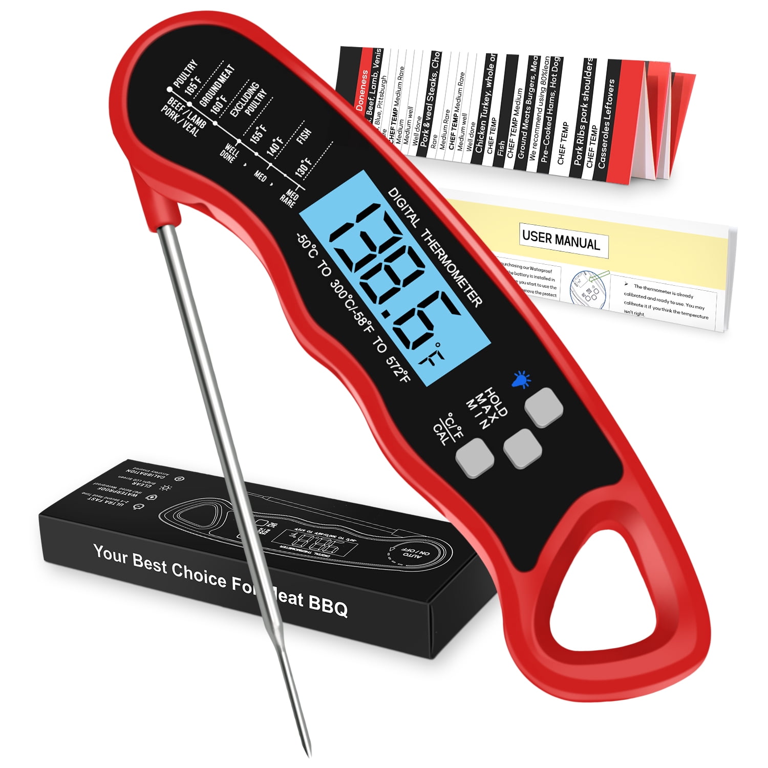 Instant Read Meat Thermometer – Ultra-Fast Digital Probe for Cooking ...
