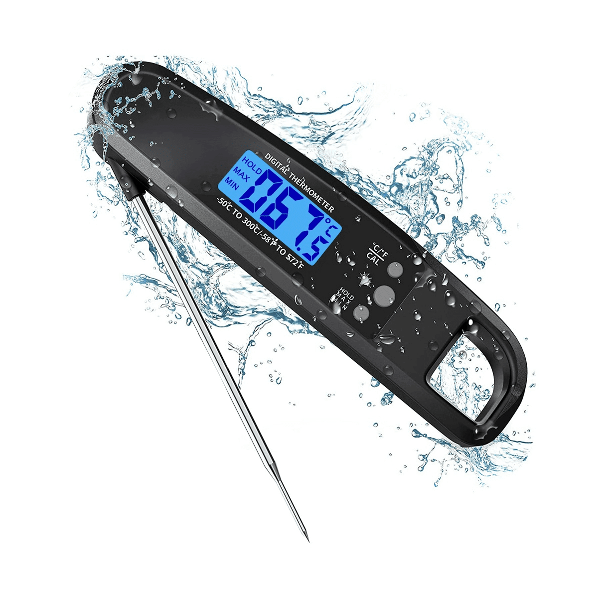 Instant Read Meat Thermometer for Grill and Cooking, Waterproof ...
