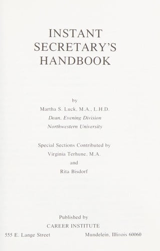 Pre-Owned Instant Secretary's Handbook : A Guide for the Professional ...
