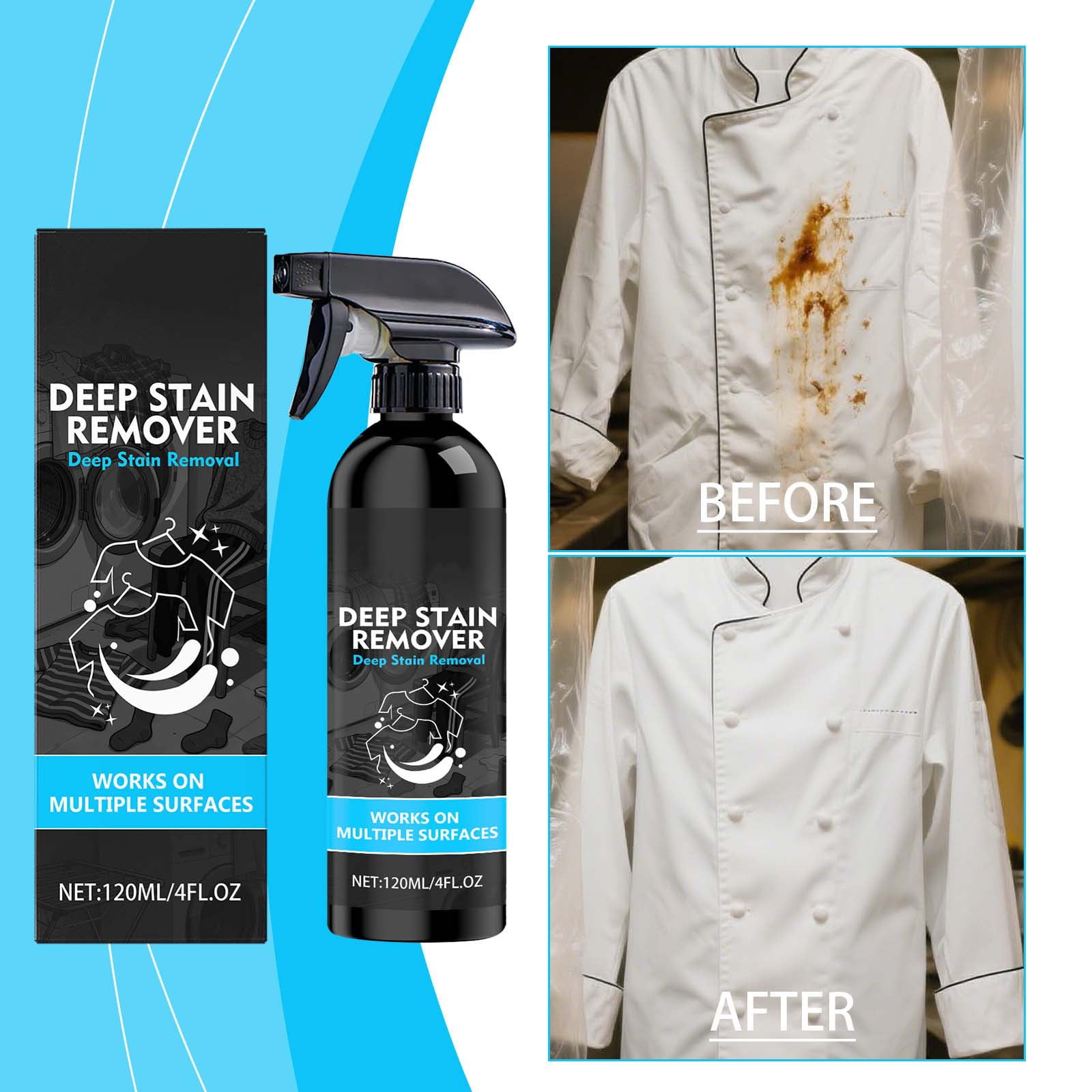 Instant Stain Remover for Clothes, 120ml Portable Fabric Stain Removal ...