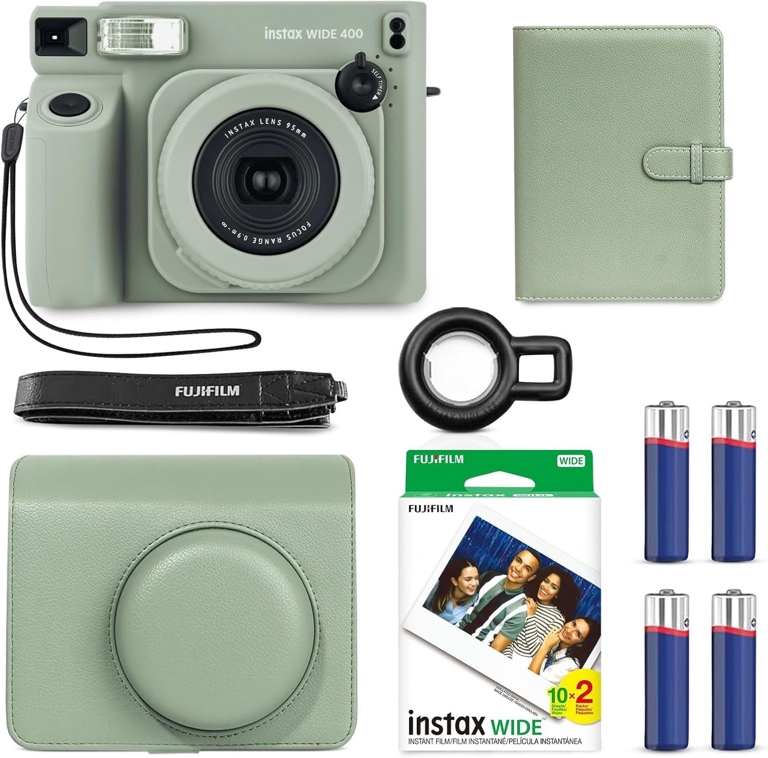 Instax Wide 400 Instant Camera (Sage Green) + INSTAX Wide Film (20 ...