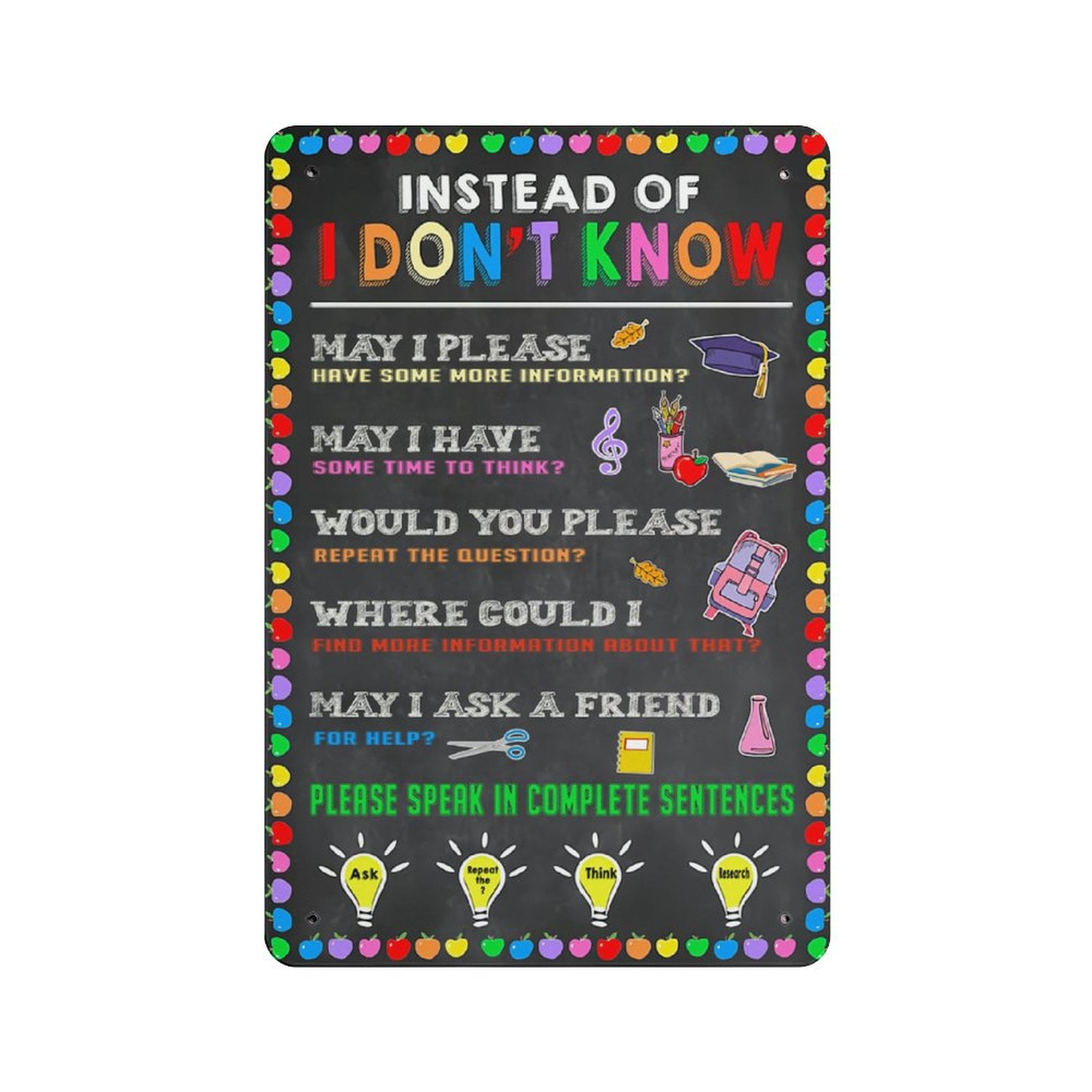 Instead of I Don't Know Teacher tin sign, Back to School Teacher Gifts ...