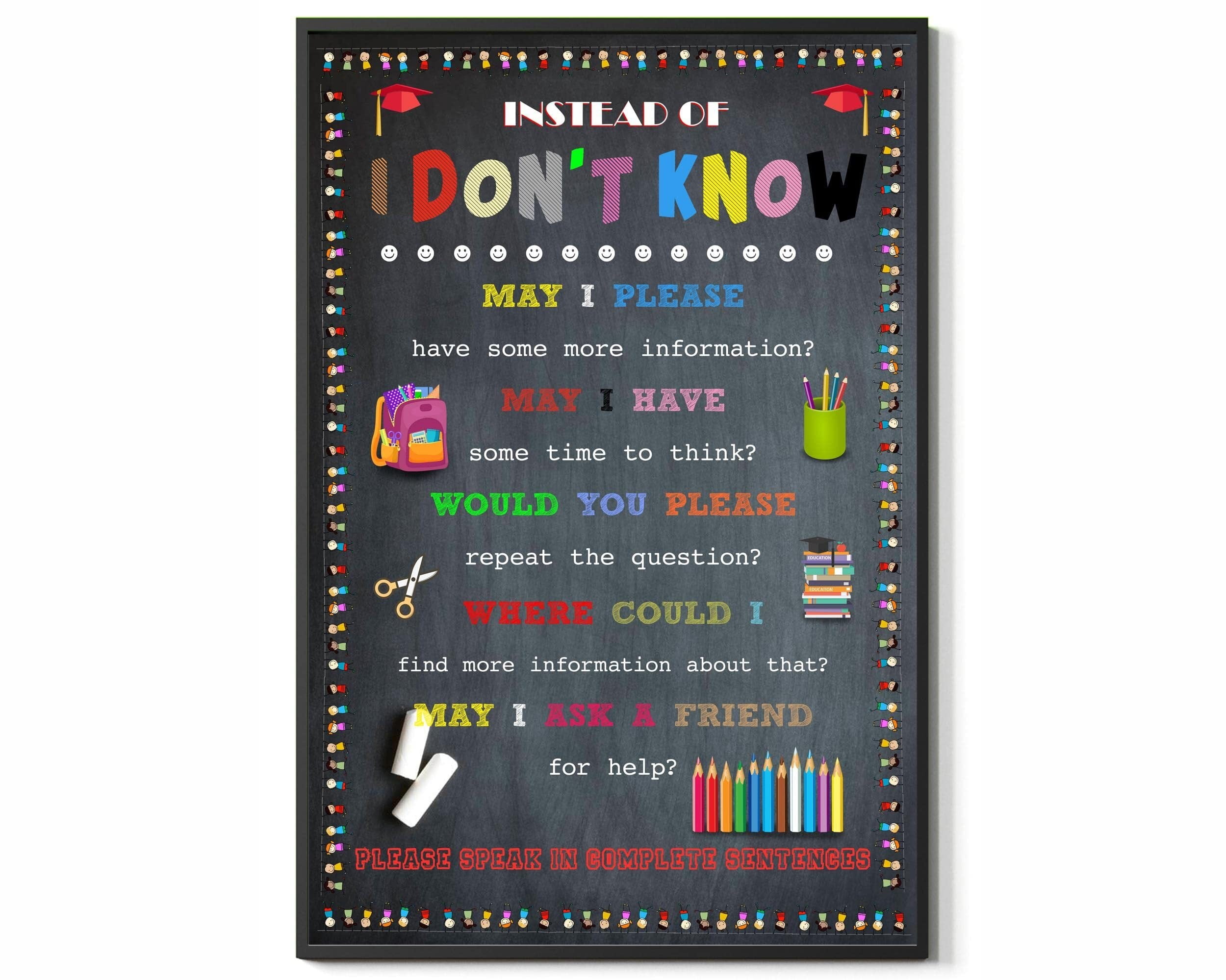 Instead Of I Don't Know Wall Art Print For School Classroom Funny ...