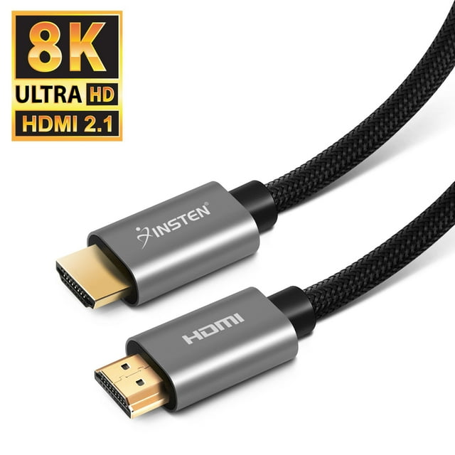 Insten 15ft HDMI 2.1 Cable, 8K 60Hz, 48Gbps, Gold Connectors, Nylon ...