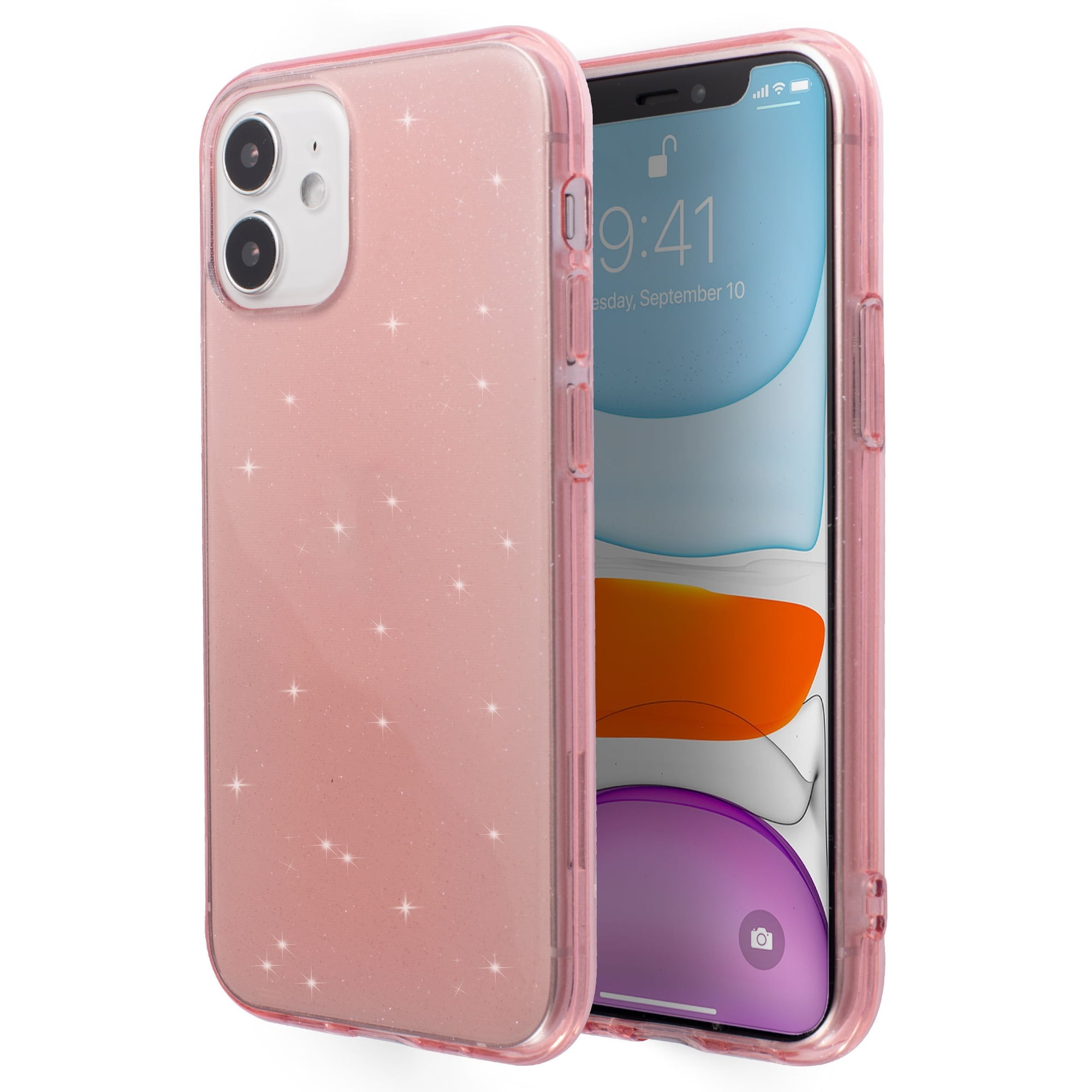 Insten iPhone 12 Mini (5.4") Glitter Case, Flexible Clear Pink TPU ...