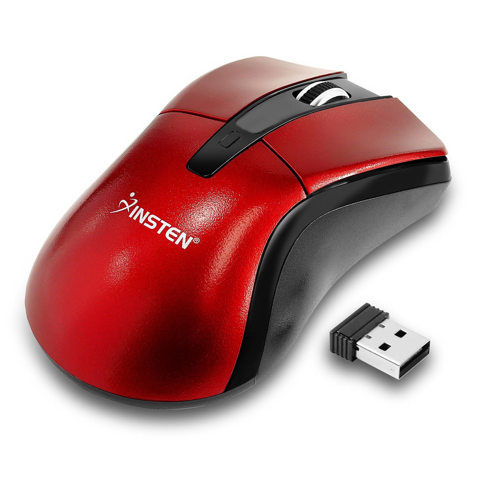 Insten Red 2.4G Wireless Optical Mouse with USB, Mini-Receiver, 800 ...