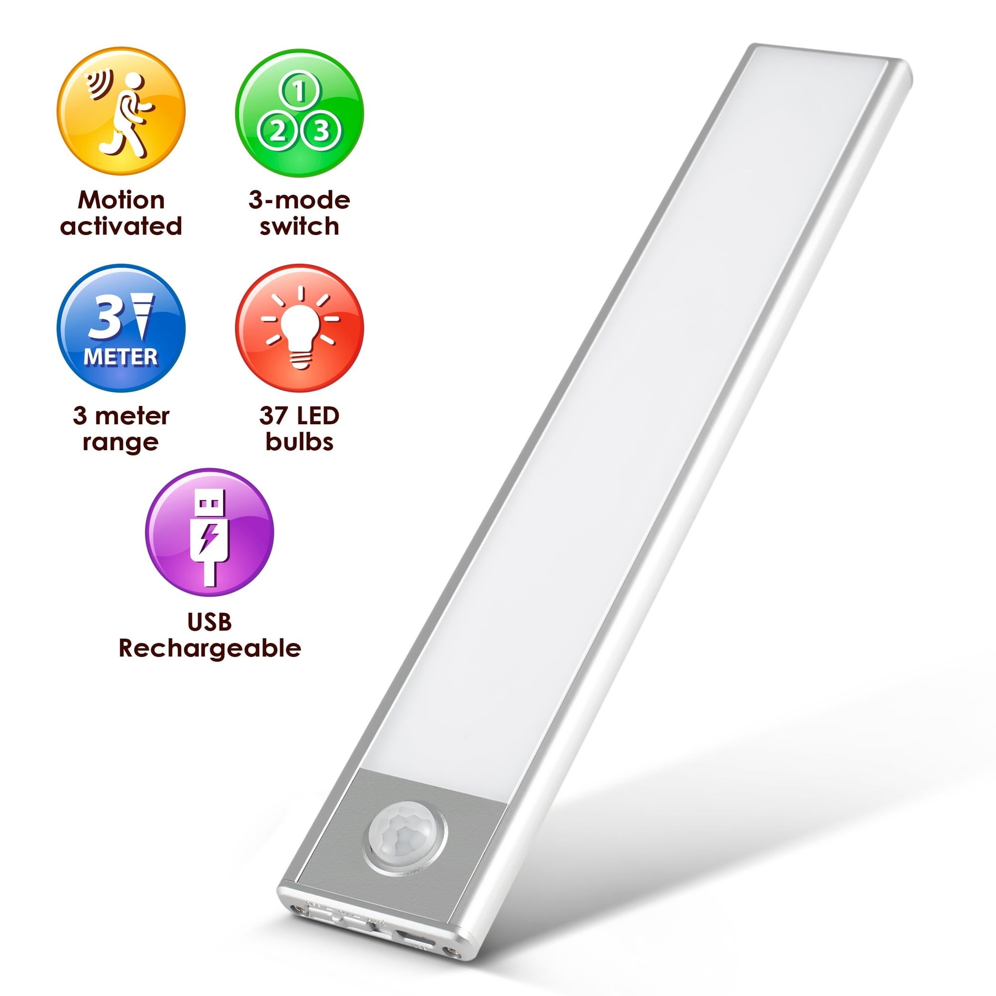 Insten Ultra Thin 37-LED Under Cabinet Light, Motion Sensor Operated ...
