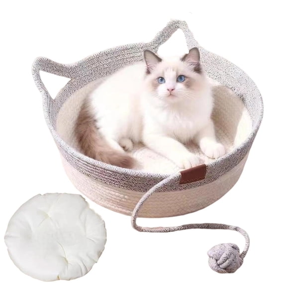 Instinct Basket for Cats, Handwoven Cotton Rope Interactive Cat Bed ...