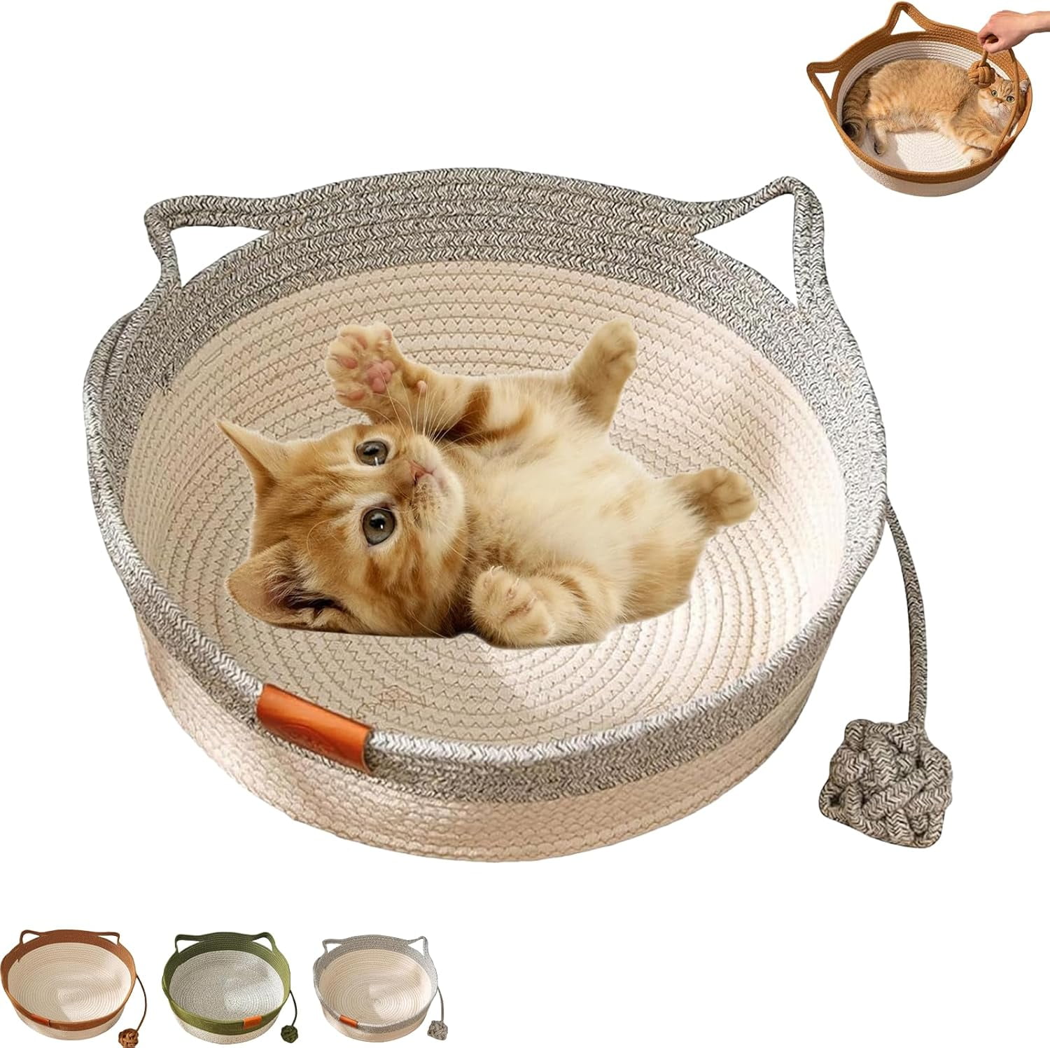 Instinct Basket,Stimuli Cat Bed with Toy Tail, Cats Ear Design ...