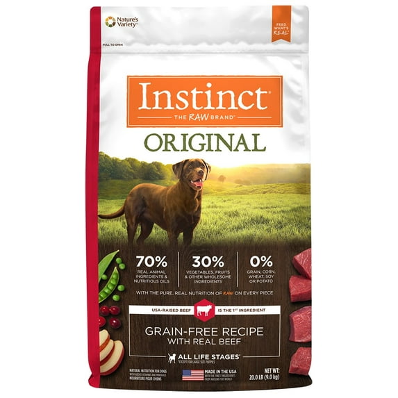 Instinct Original Grain-Free Recipe with Real Beef Natural Dry Dog Food by Nature's Variety, 20 ...
