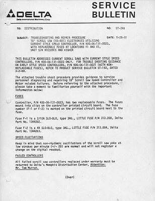 Instruction Manual ONLY for Delta Rockwell 40-601 18" Scroll Saw ...