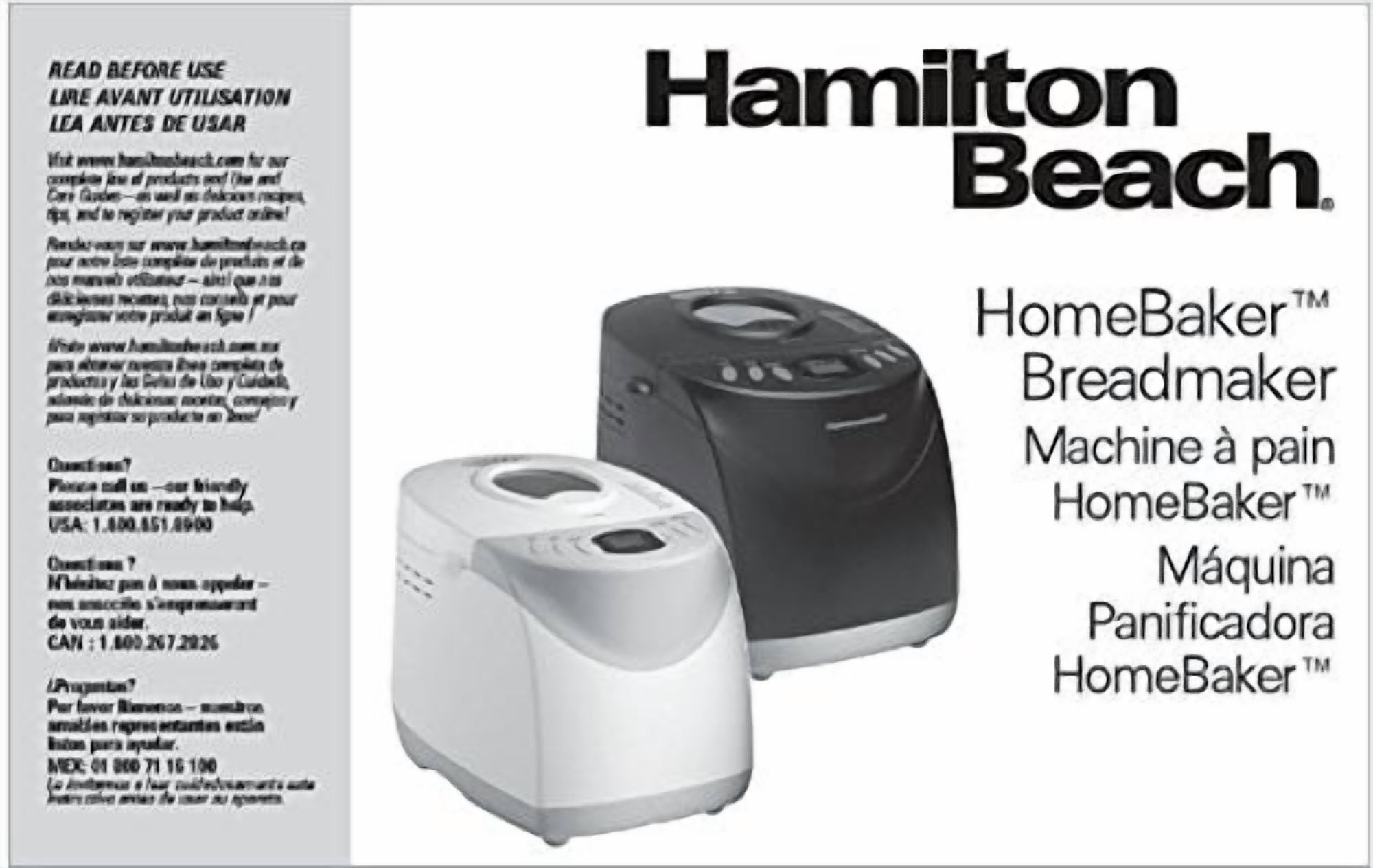 Instruction Manual ONLY for Hamilton Beach Bread Machine Manual Model ...