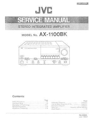 Instruction Manual ONLY for JVC AX-1100BK Amplifier Owners Instruction ...