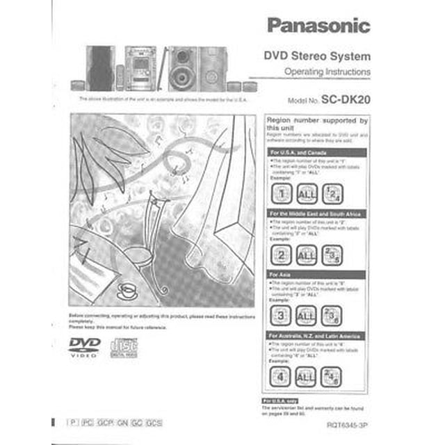 Instruction Manual ONLY for Panasonic SC-DK20 Stereo System Owners ...