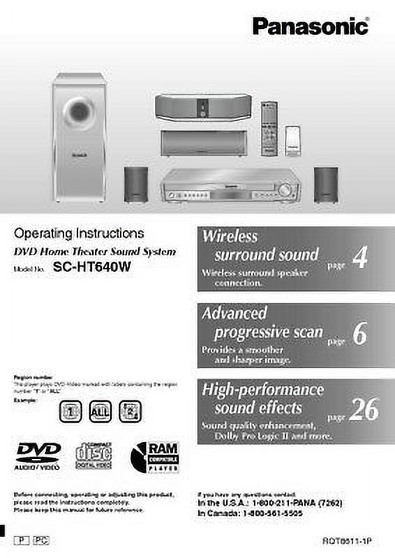 Instruction Manual ONLY for Panasonic SA-HT640 Home Theater System ...