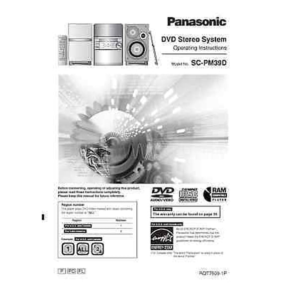 Instruction Manual ONLY for Panasonic SC-PM39 CD Stereo System Owners ...