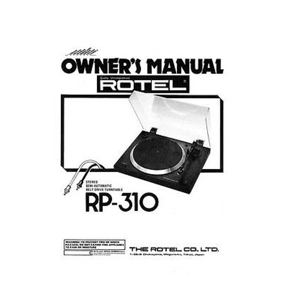 Instruction Manual ONLY for Rotel RP-310 Turntable Owners Instruction ...