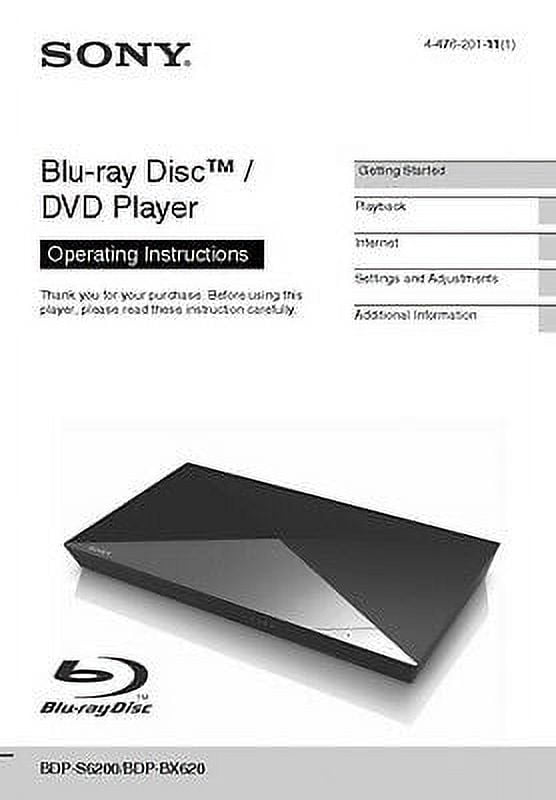 Instruction Manual ONLY for Sony BDP-BX620 Blu-ray Player Owners Manual ...