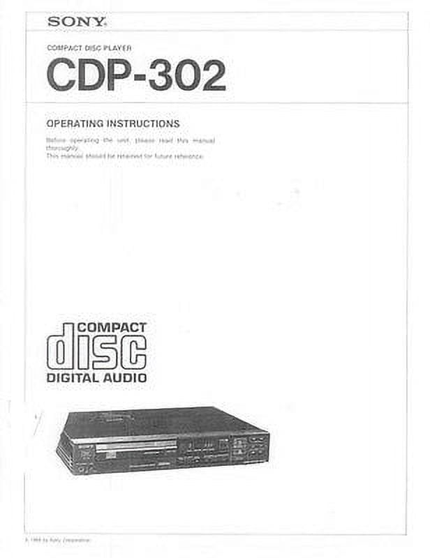 Instruction Manual ONLY for Sony CDP-302 CD Player Owners Manual ...