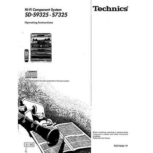Instruction Manual ONLY for Technics SD-S7325 SD-S9325 ST-K55 SU-G88 SH ...