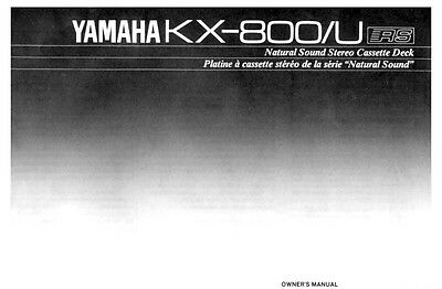 Instruction Manual ONLY for Yamaha KX-800 Cassette Deck Owners Manual ...