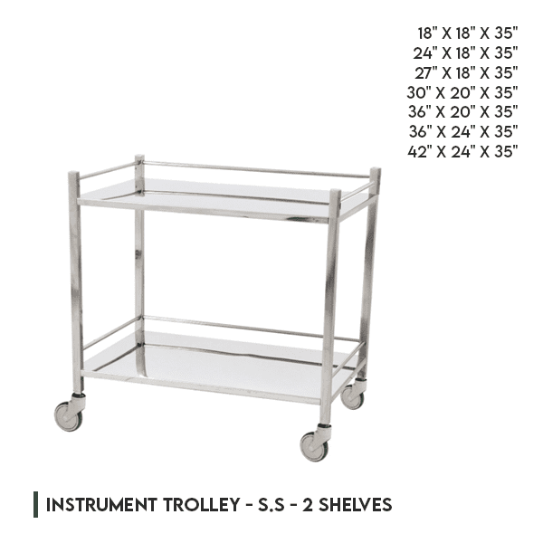 Instrument trolley-2 shelves- Stainless steel - Walmart.com
