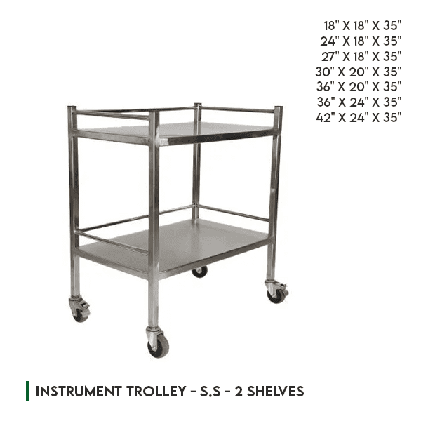 Instrument trolley-2 shelves- Stainless steel - Walmart.com