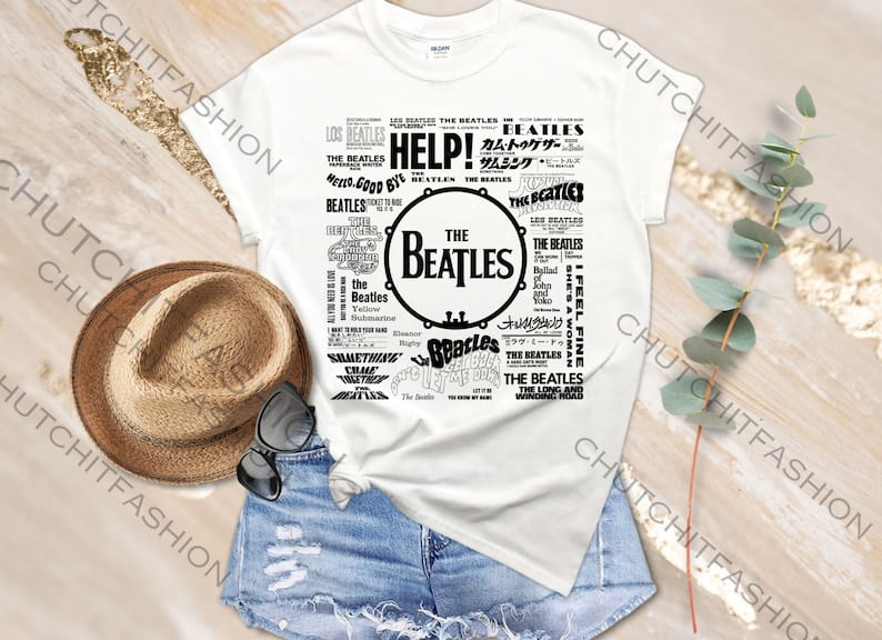 Instruments The Beatles Signature T-Shirt, Rock Band The Beatles 90s ...