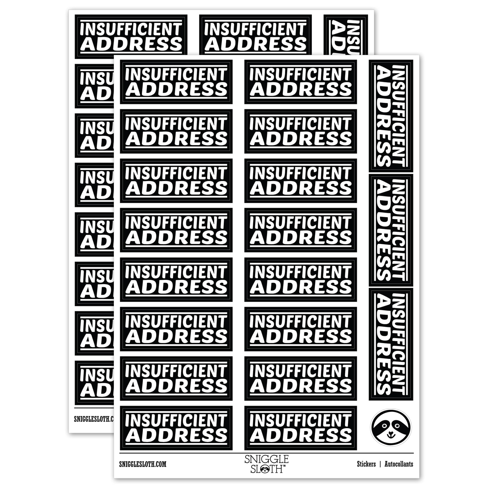 Insufficient Address Letter Mail Sticker Set - Black - Matte Finish - 2 ...